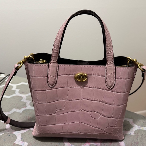 Coach | Bags | Coach Pink Crocodileembossed Tote Bag | Poshmark